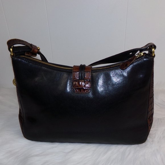 Brahmin | Bags | Brahmin Vintage Blackbrown Croc Embossed Leather Cross ...